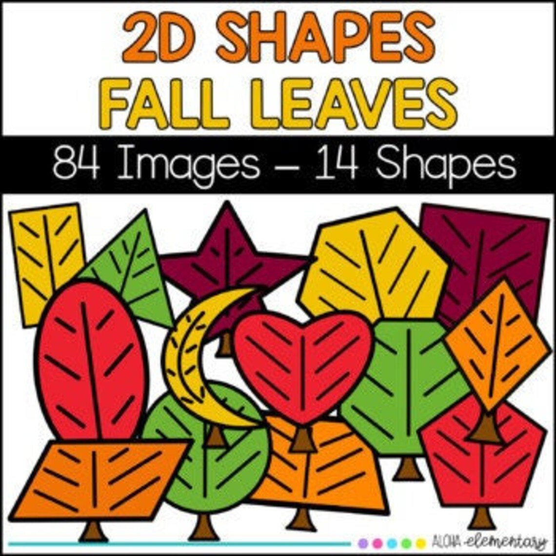 Fall Leaves 2D Shapes Clipart - Etsy