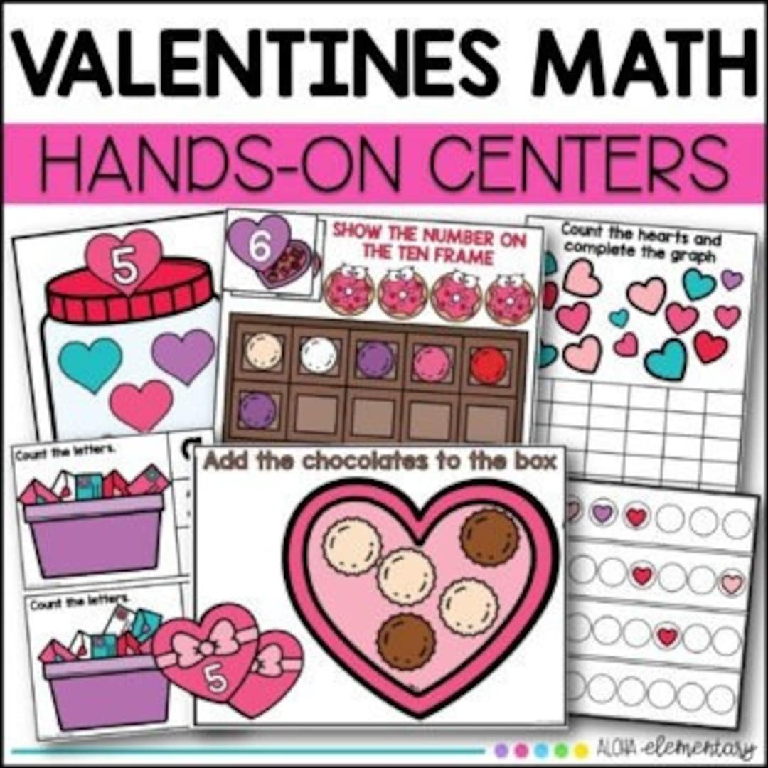 Valentine's Day Math Hands on Centers and Activities for February - Etsy