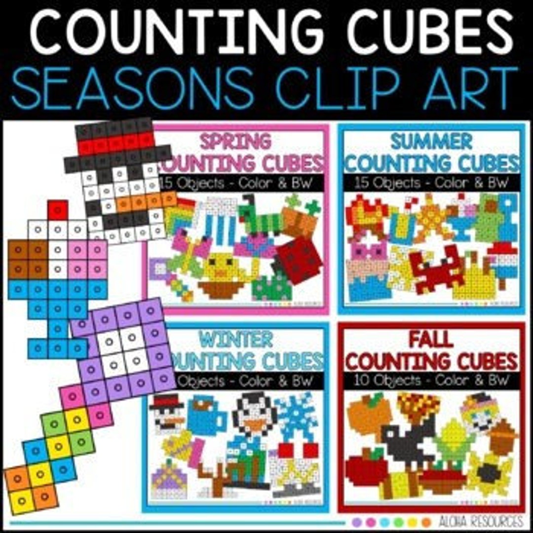 Winter Spring Summer Fall Counting Cubes Fine Motor Clip Art - Etsy