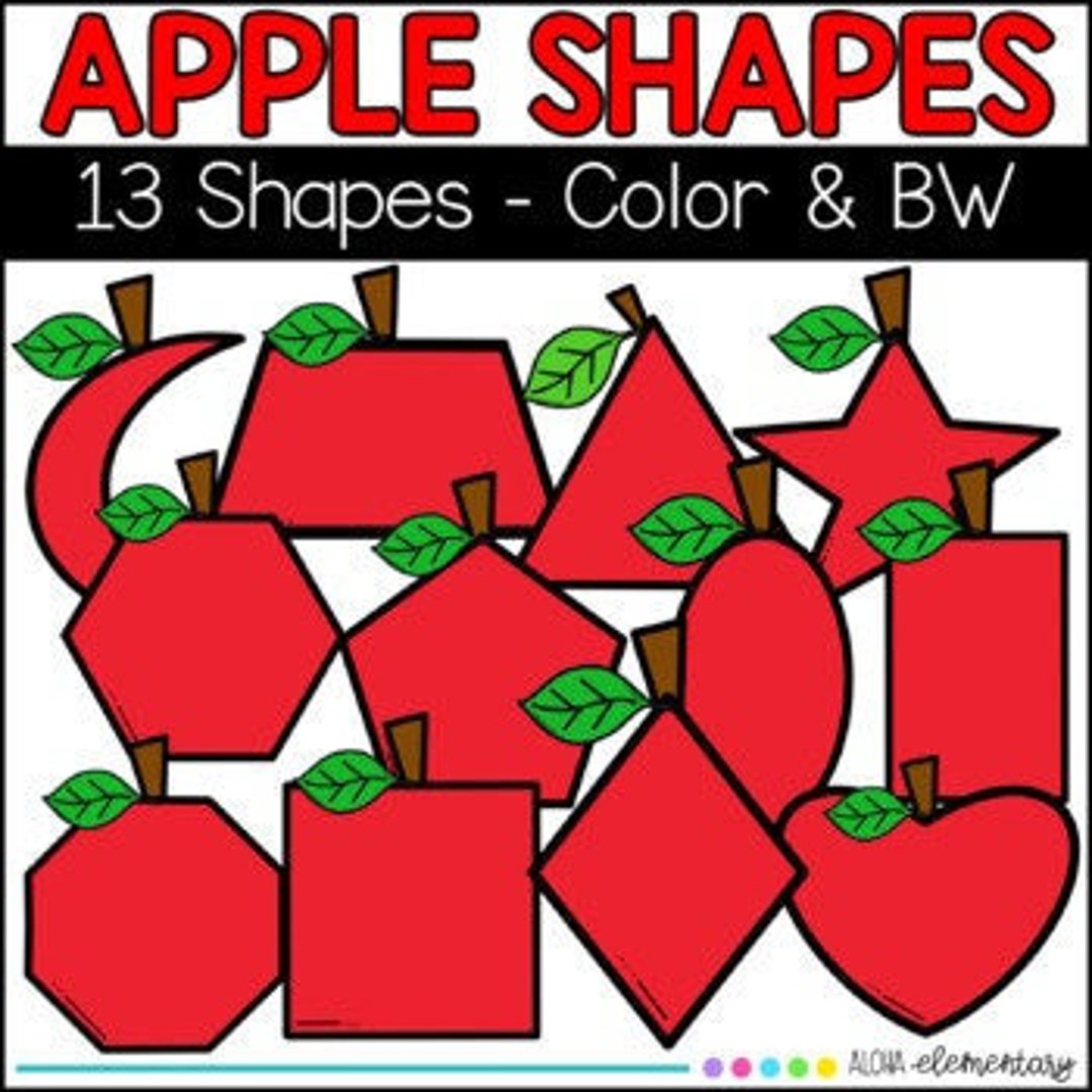 Apple 2D Shapes Clipart - Etsy