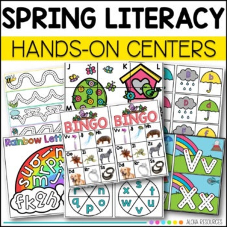 Spring Math and Literacy Hands-on Centers and Activities for Prek and K ...