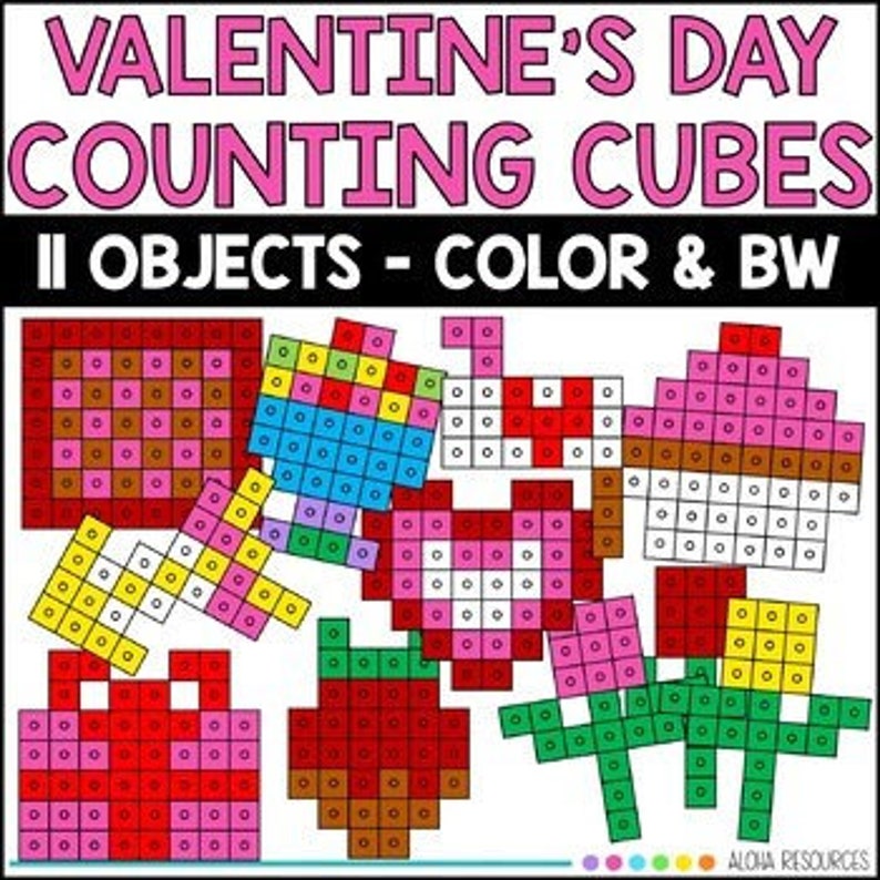 Valentine's Day Counting Cube Clipart for Fine Motor - Etsy