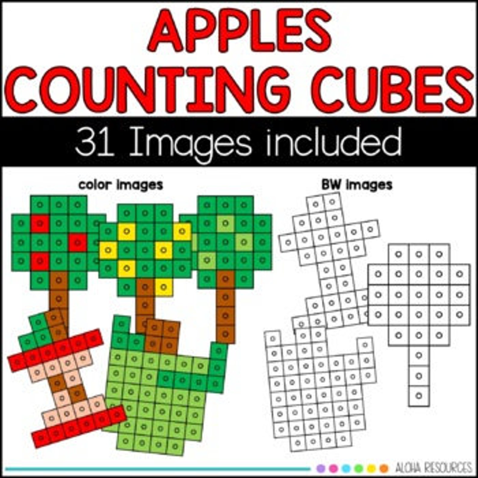 Apples Fall Counting Snap Cube Fine Motor Clipart - Etsy