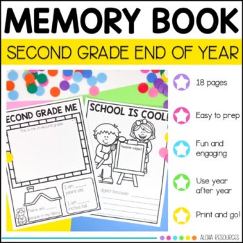 Printable End of Year Memory Book Second Grade - Etsy Canada