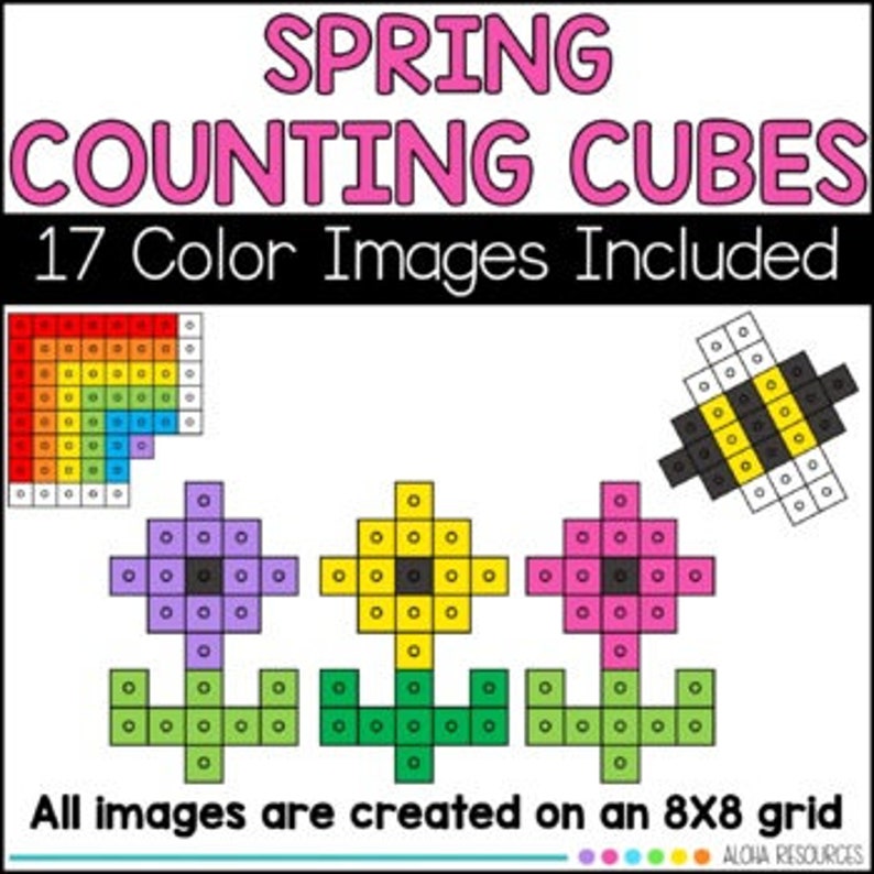 Spring Counting Cube Clipart for Fine Motor - Etsy