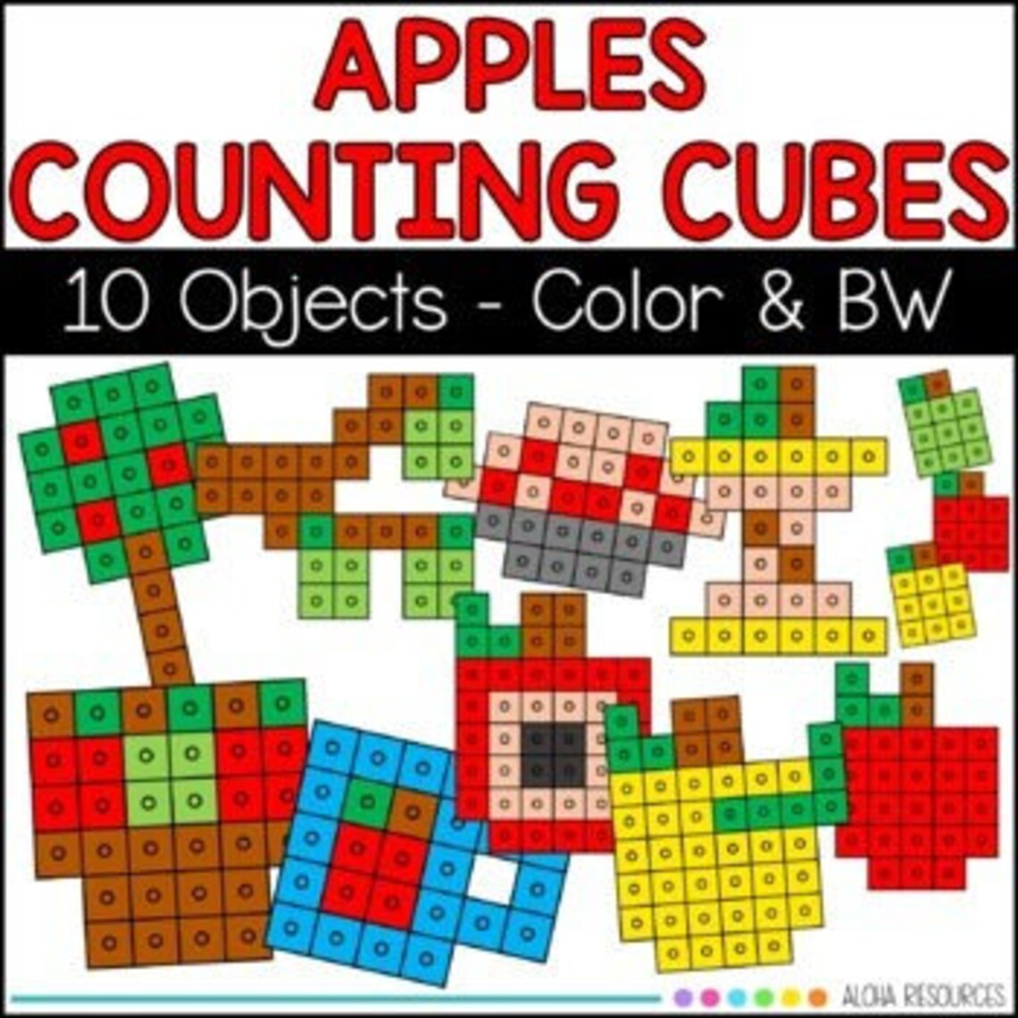 Apples Fall Counting Snap Cube Fine Motor Clipart - Etsy