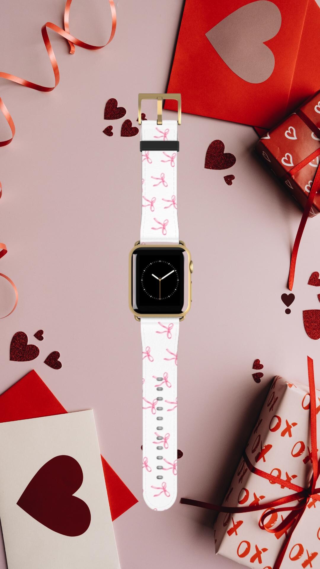 Pink Bows Watch Band Suitable for Apple Watch Series 1, 2, 3, 4, 5, 6 ...