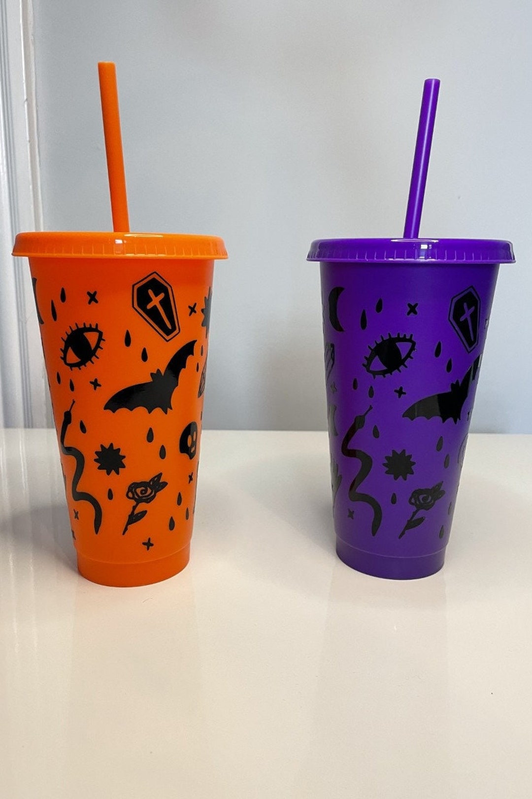 Personalised Spooky Cold Cup With Lid and Straw 24oz Halloween Themed ...