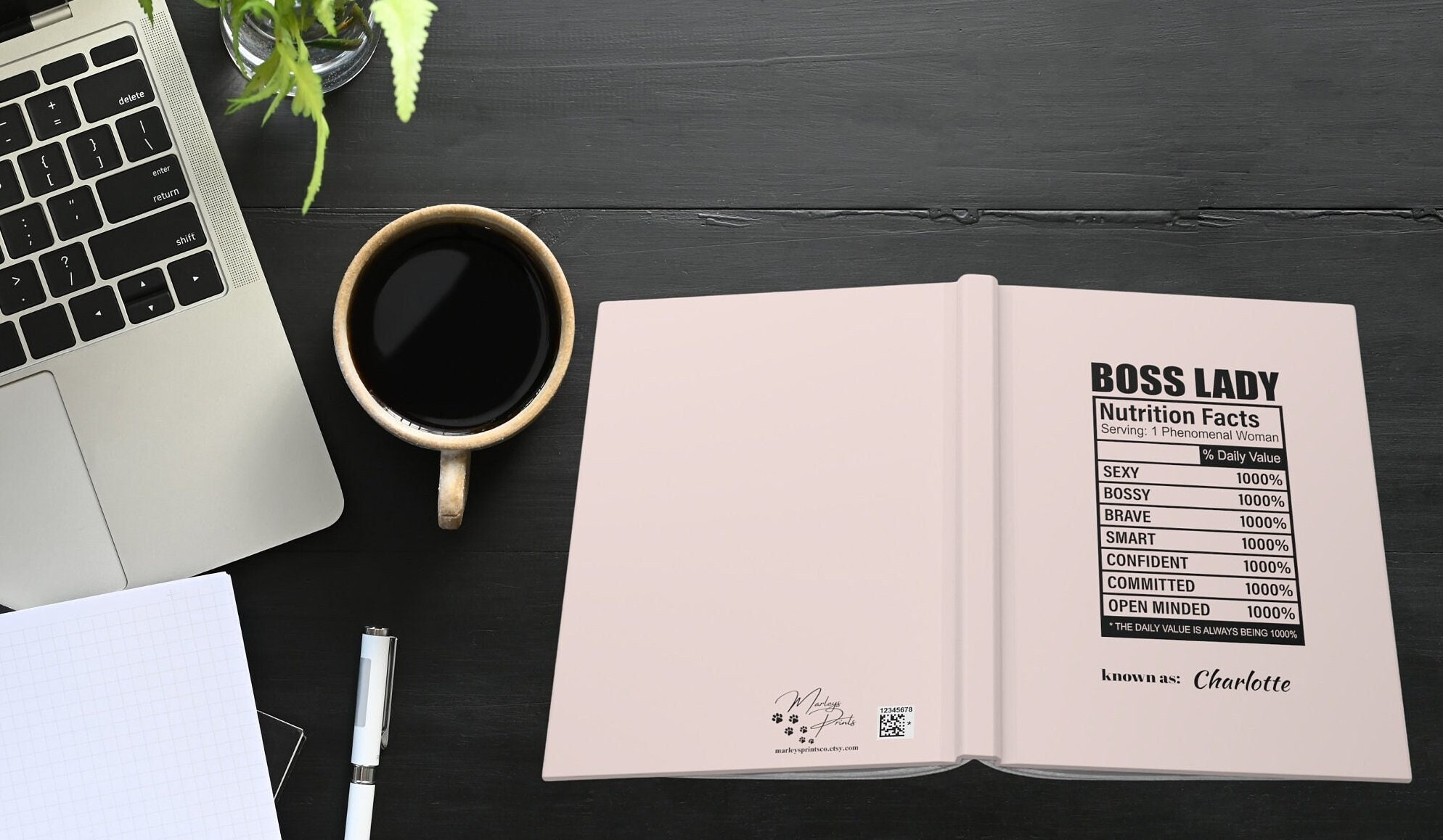 Personalized Boss Lady Nutrition Facts Journal Gift for Women Boss Lady ...