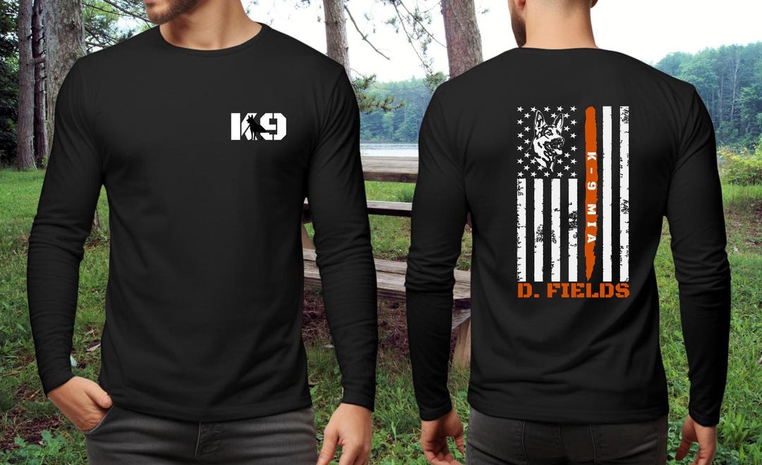 Personalized K9 Police Thin Blue Line Long Sleeve Tee, Unisex Jersey ...