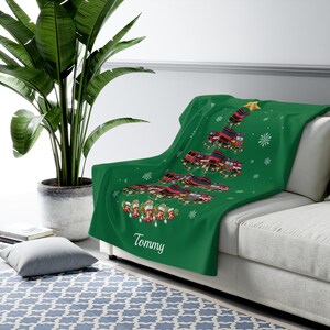 Personalized Firefighter Sherpa Blanket With Fire Engine Christmas Tree ...