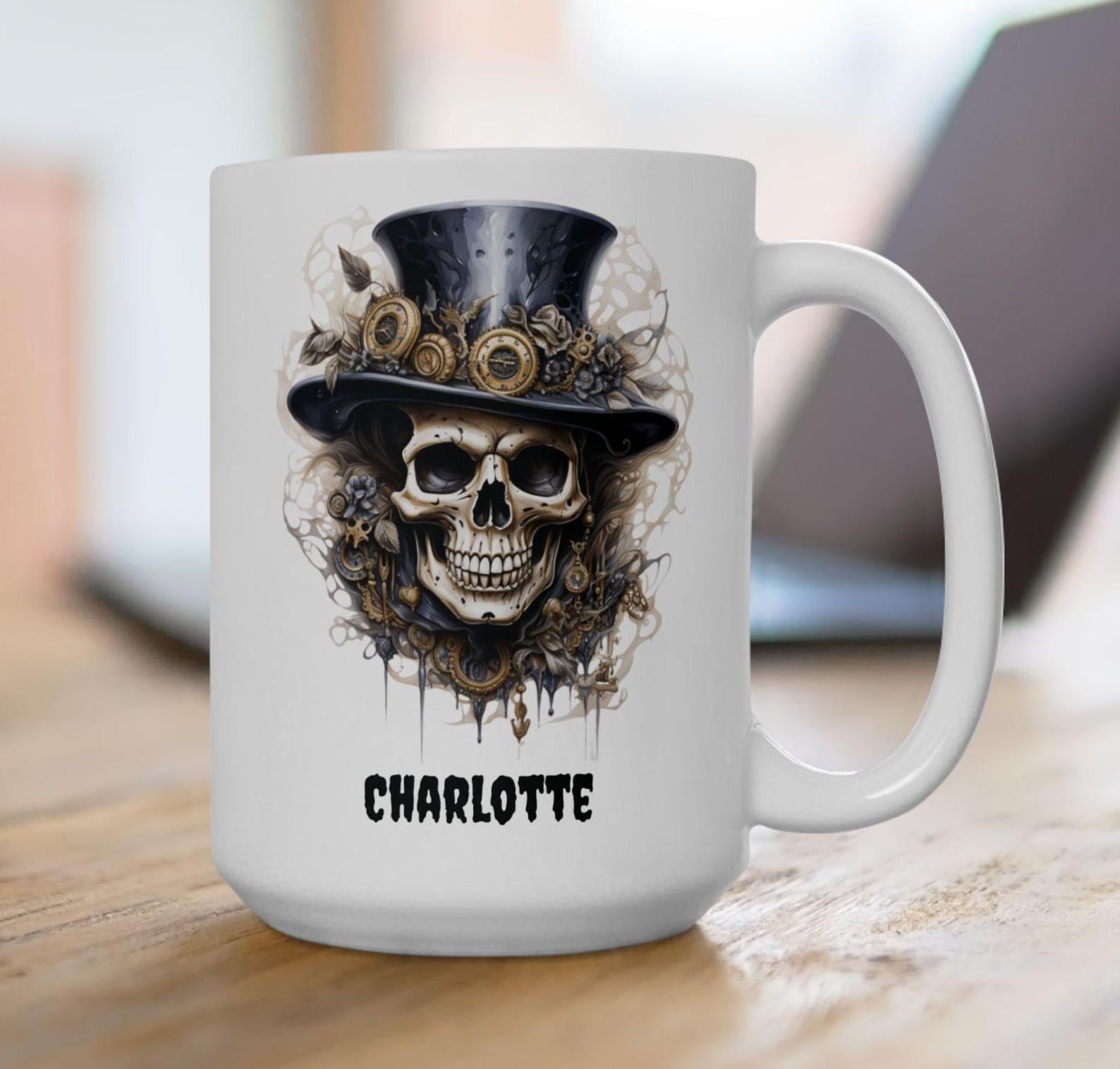 Personalized Gothic Skeleton Mug: Halloween Coffee Mug - Etsy