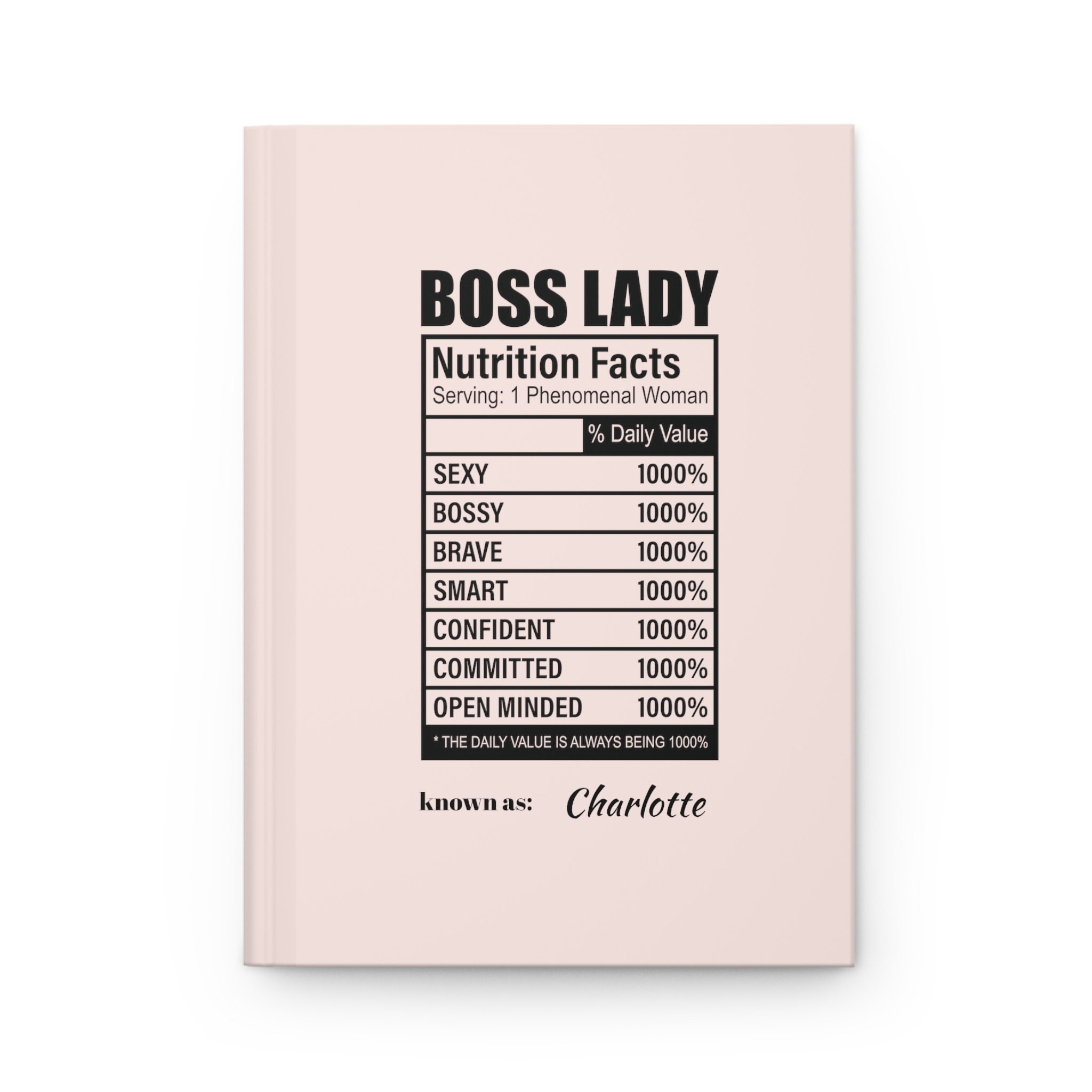 Personalized Boss Lady Nutrition Facts Hardcover Journal - Etsy