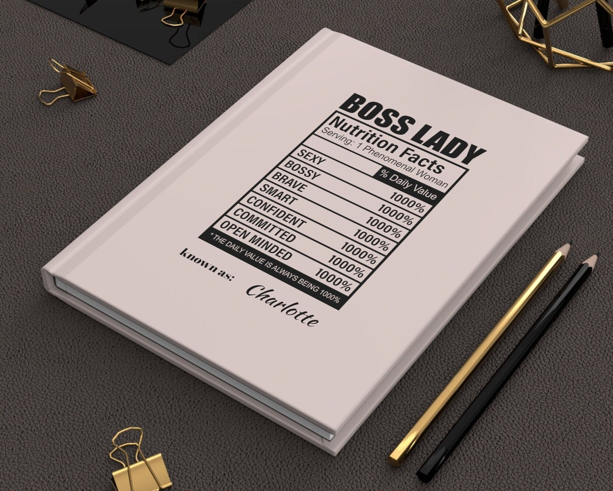 Personalized Boss Lady Nutrition Facts Journal Gift for Women Boss Lady ...