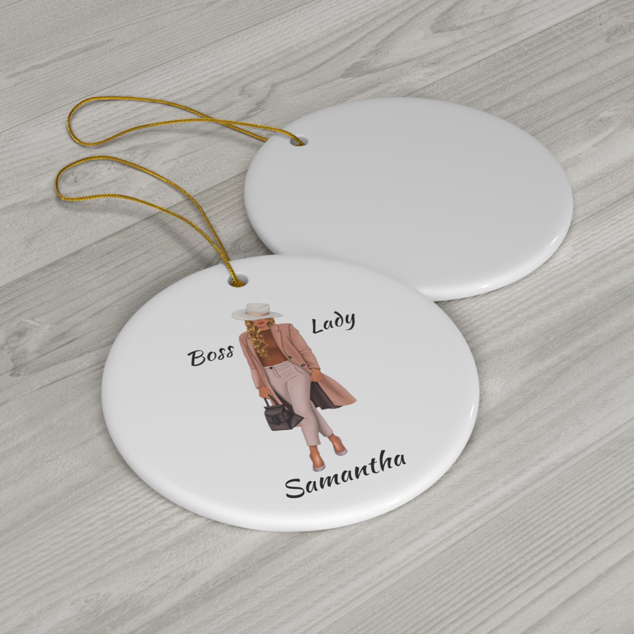 Ornament, Ceramic boss Lady Ornament - Etsy