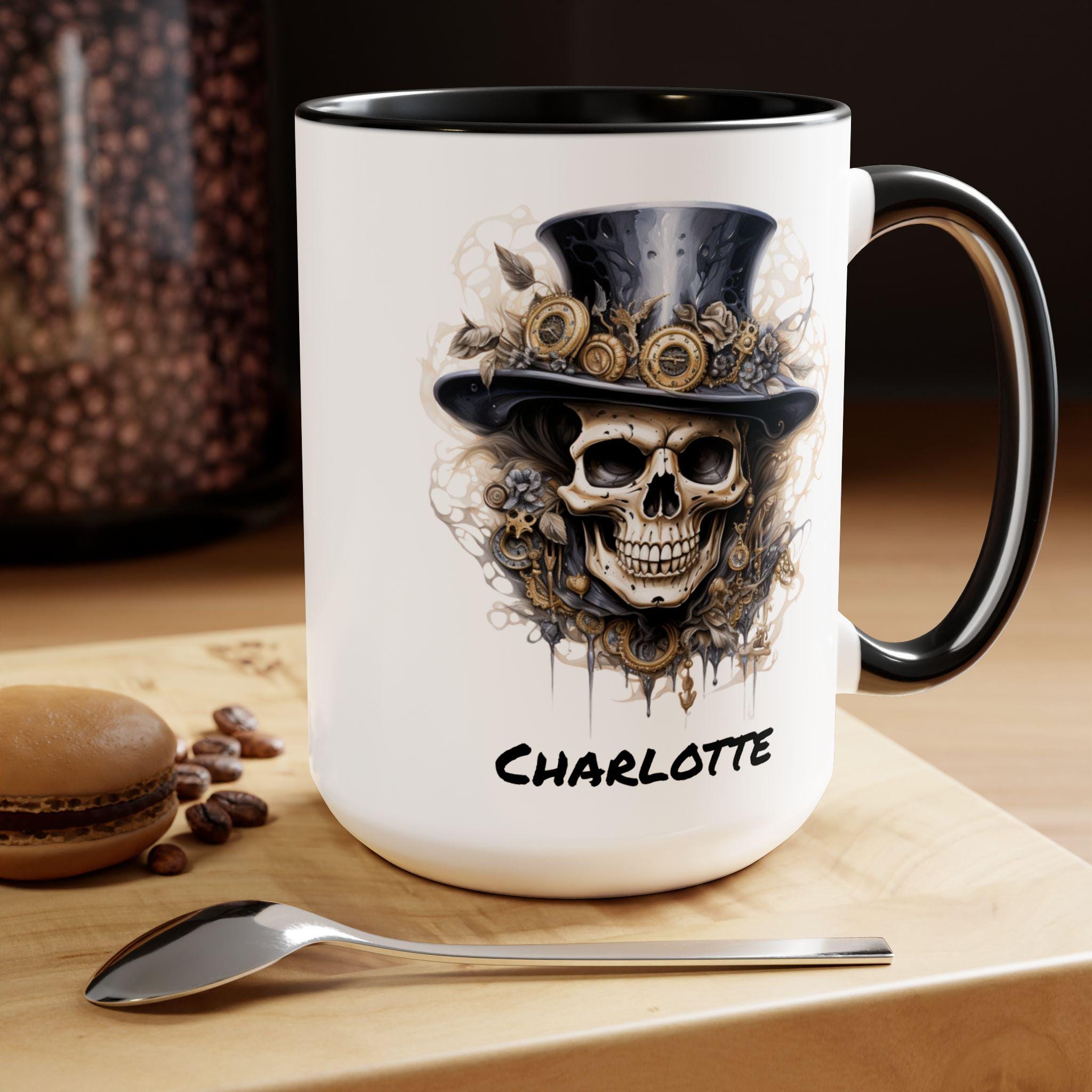 Personalized Gothic Skeleton Mug: Halloween Coffee Mug - Etsy