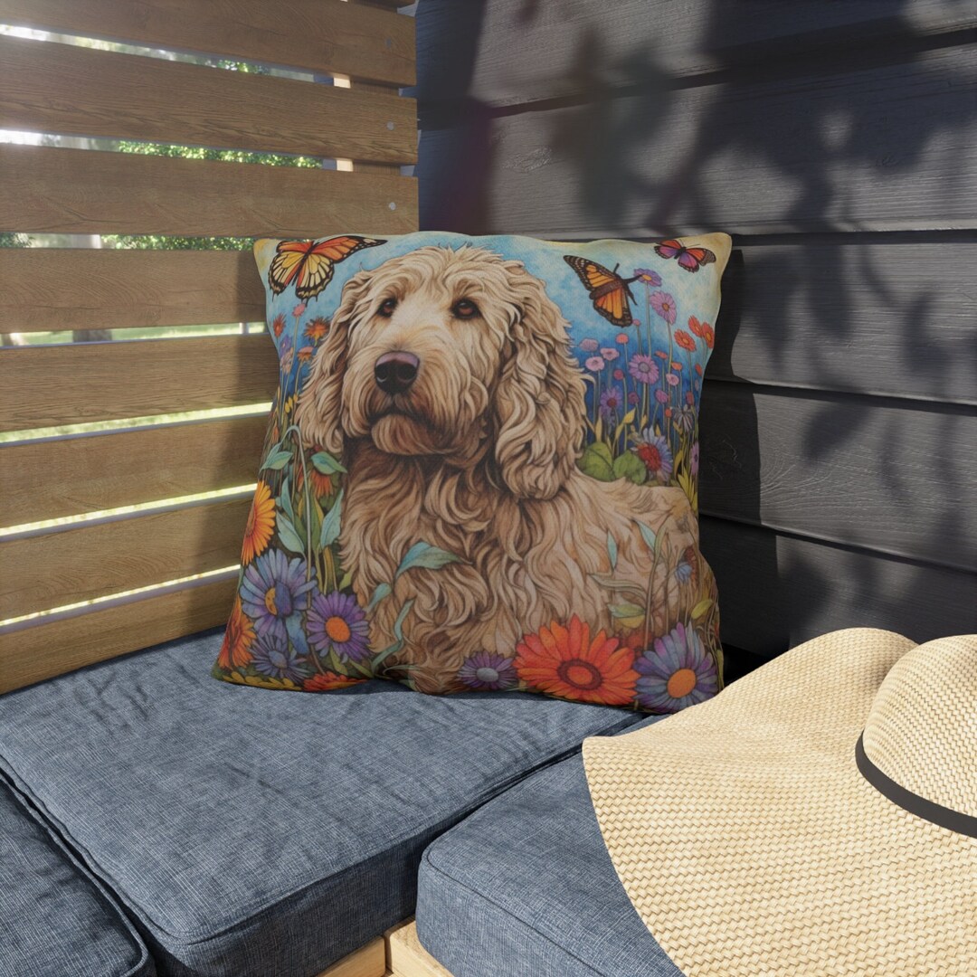 Labradoodle Pillow, Doodle Lover Pillow UV Ray and Water-resistant ...
