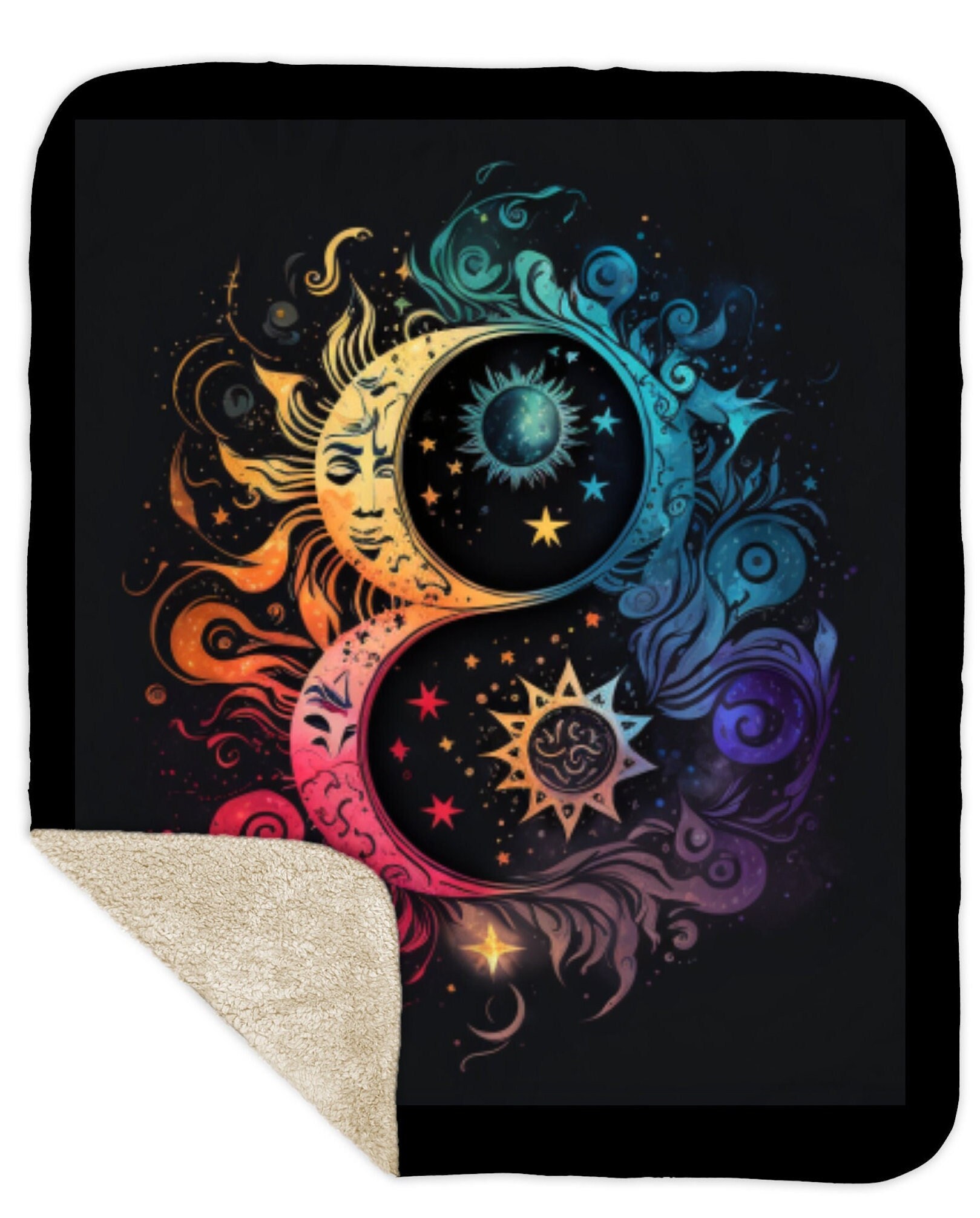 Celestial Moon and Sun Fleece Sherpa Blanket Magical Throw - Etsy