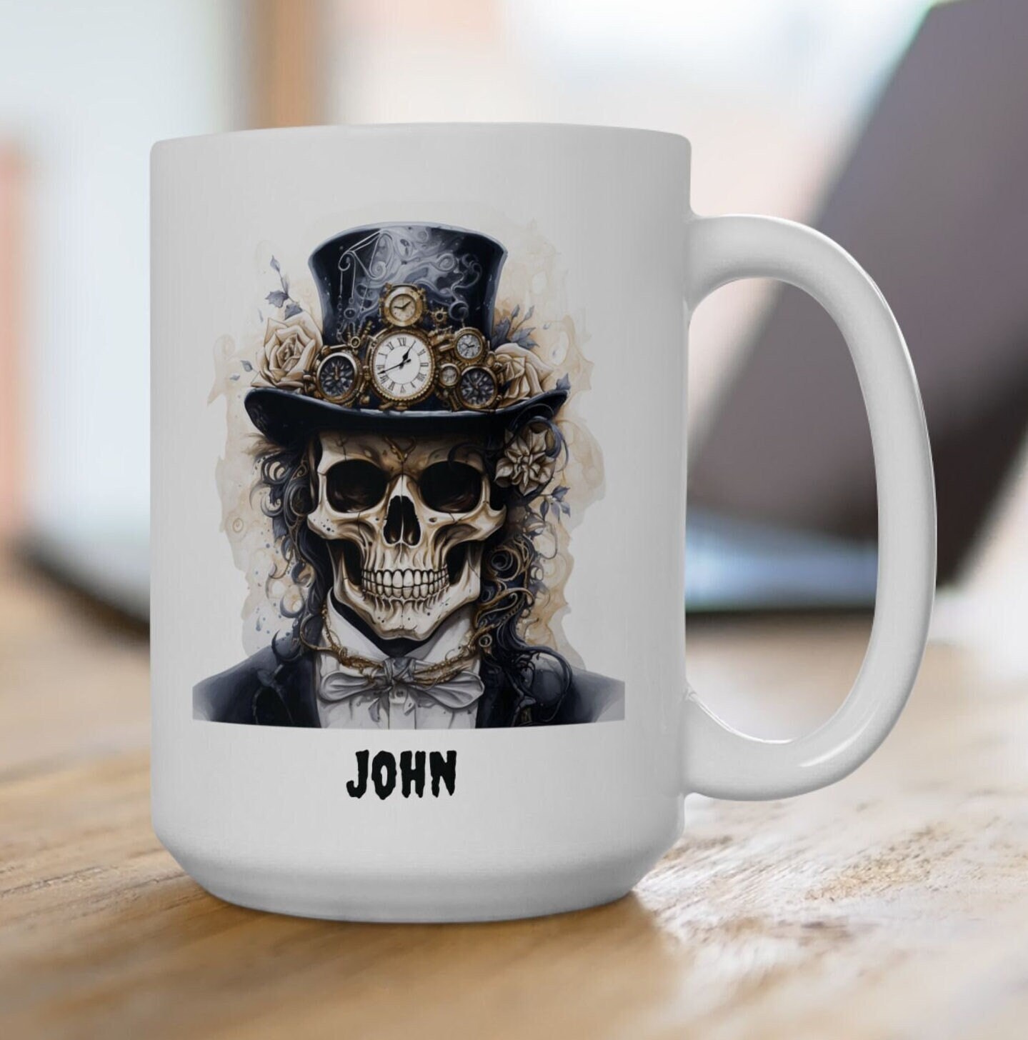 Personalized Gothic Skeleton Mug: Halloween Coffee Mug - Etsy