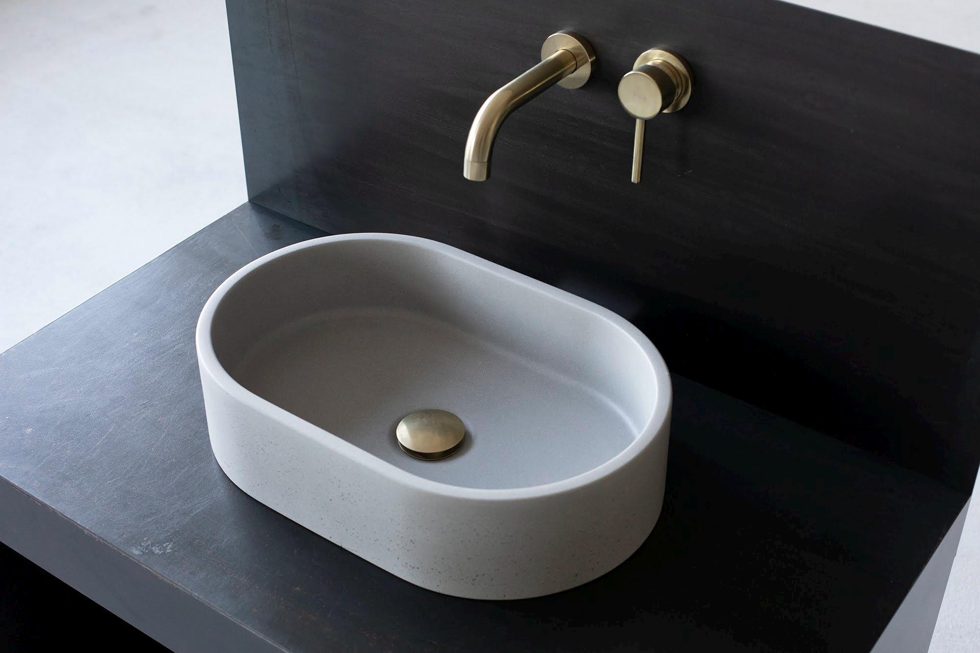 Small Oval Concrete Sink, Countertop Washbasin in Light Gray BTN103 - Etsy