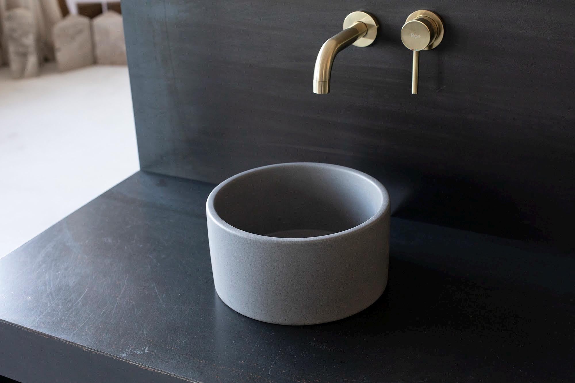 Small Wash Basin. Powder Room Concrete Sink. Anthracite BTN110. D25cm ...