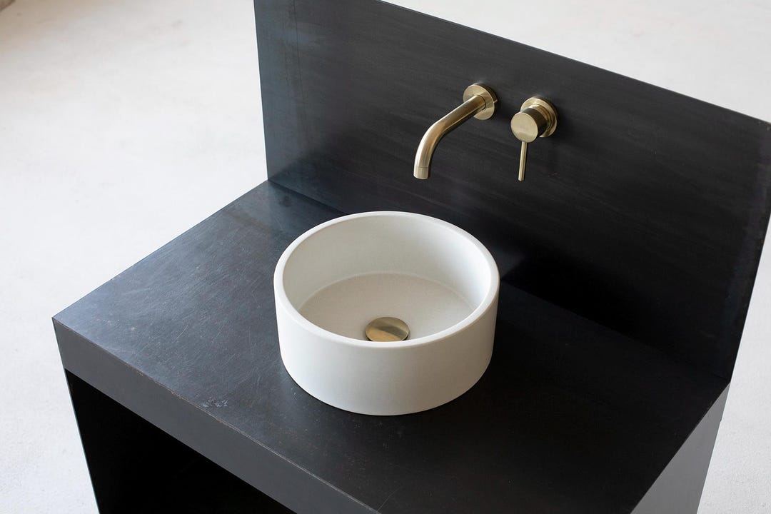 Small Wash Basin. Powder Room Concrete Sink. off White. D32cm - Etsy
