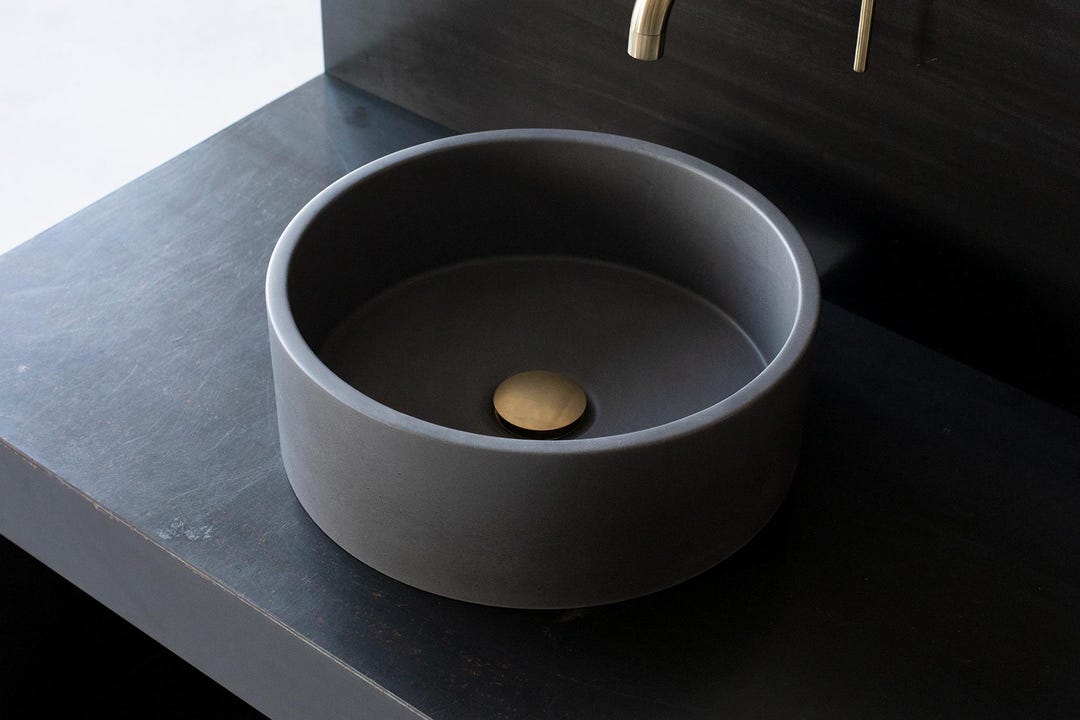 Round Wash Basin. Powder Room Concrete Sink. Anthracite. D36cm - Etsy