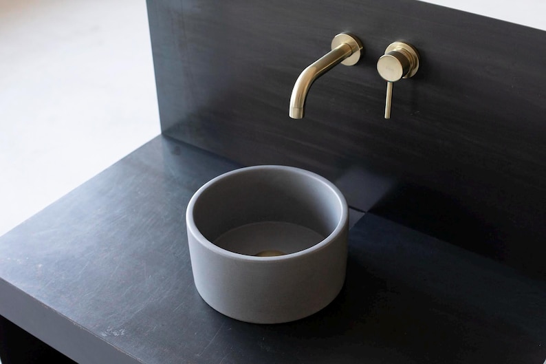 Small Wash Basin. Powder Room Concrete Sink. Anthracite BTN110. D25cm ...