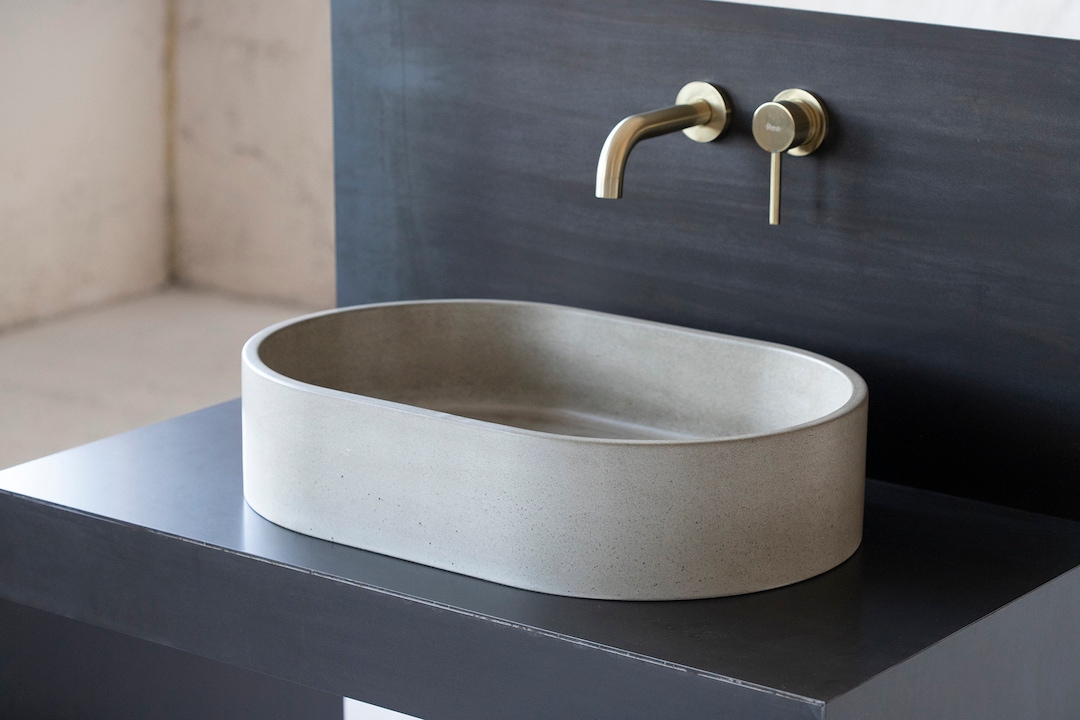 Oval Concrete Sink | Wash Basin | Vessel Sink | Two Sizes | Many Colors ...