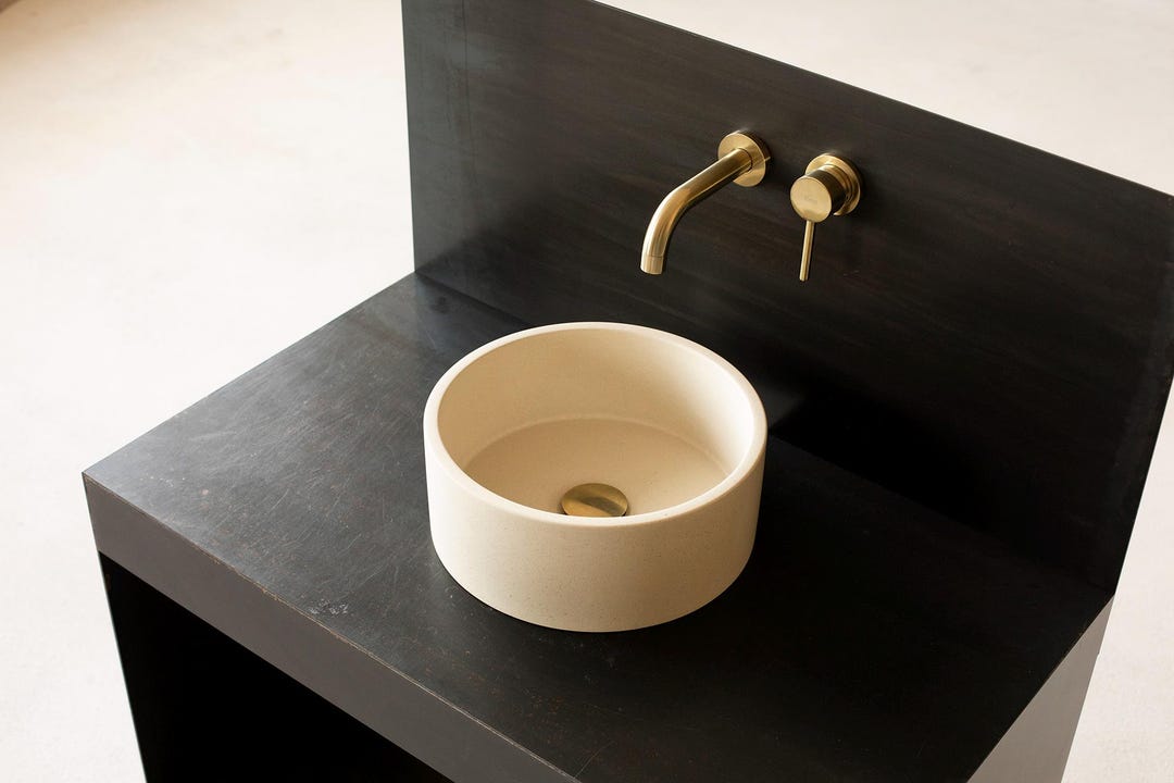 Small Wash Basin. Powder Room Concrete Sink. Beige. D32cm - Etsy