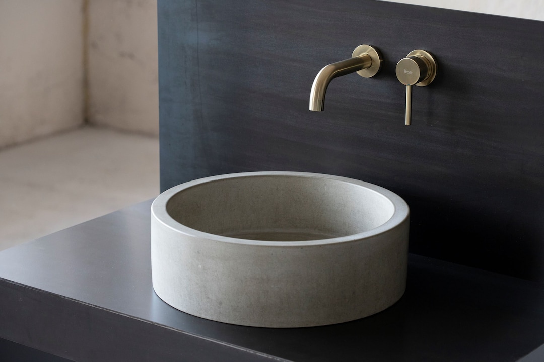Round Concrete Sink | Wash Basin | Concrete Vanity | D40cm 15 3/4 Inch ...
