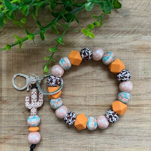 Western Keychain Wristlet for Women, Animal Beaded Keychain, Cow Gifts ...