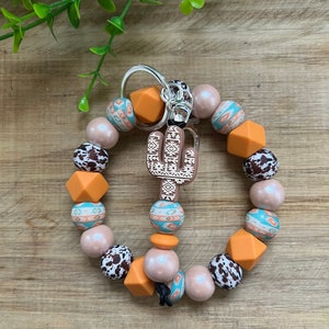 Western Keychain Wristlet for Women, Animal Beaded Keychain, Cow Gifts ...