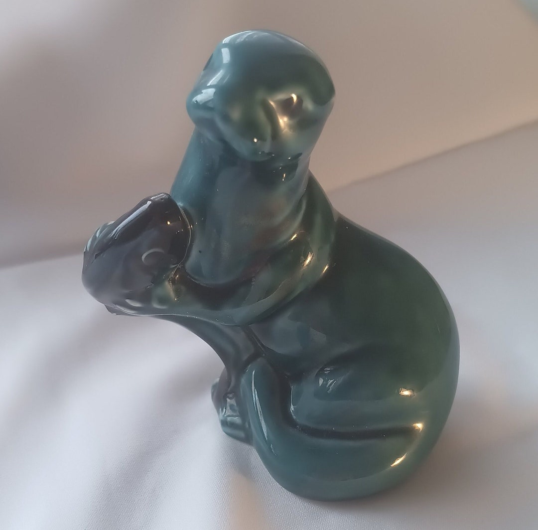 Enchanting Otter With Fish Figurine From Poole Pottery - Etsy