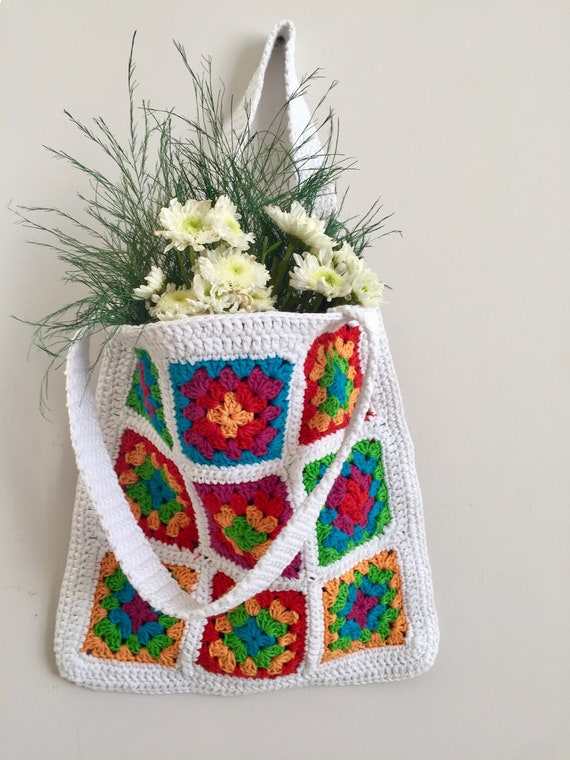 Granny Square Crochet Tote Bag. for Women Bag Big Crochet - Etsy