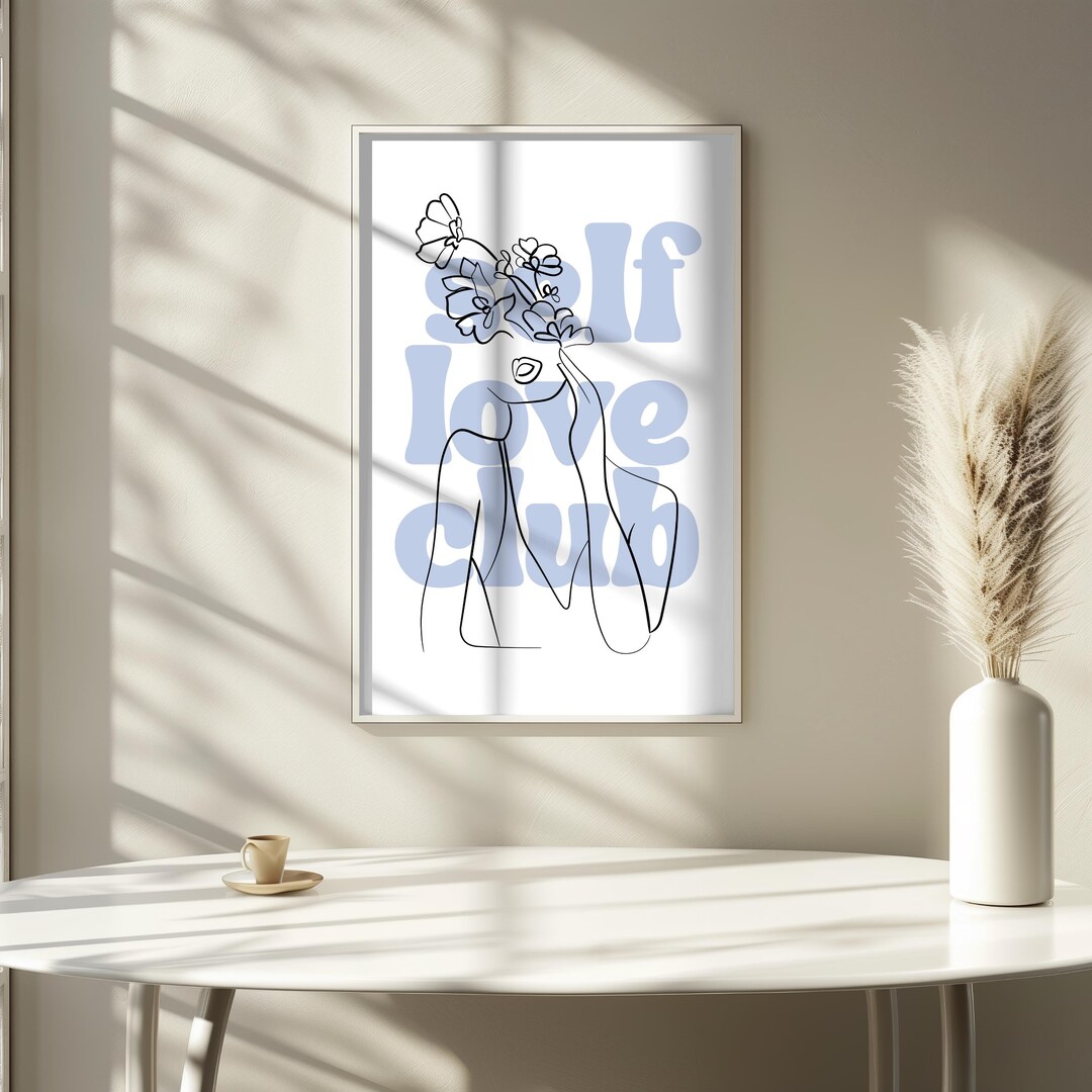 Self Love Club Line Art Digital Wall Art | Unique Wall Art | Art Prints ...