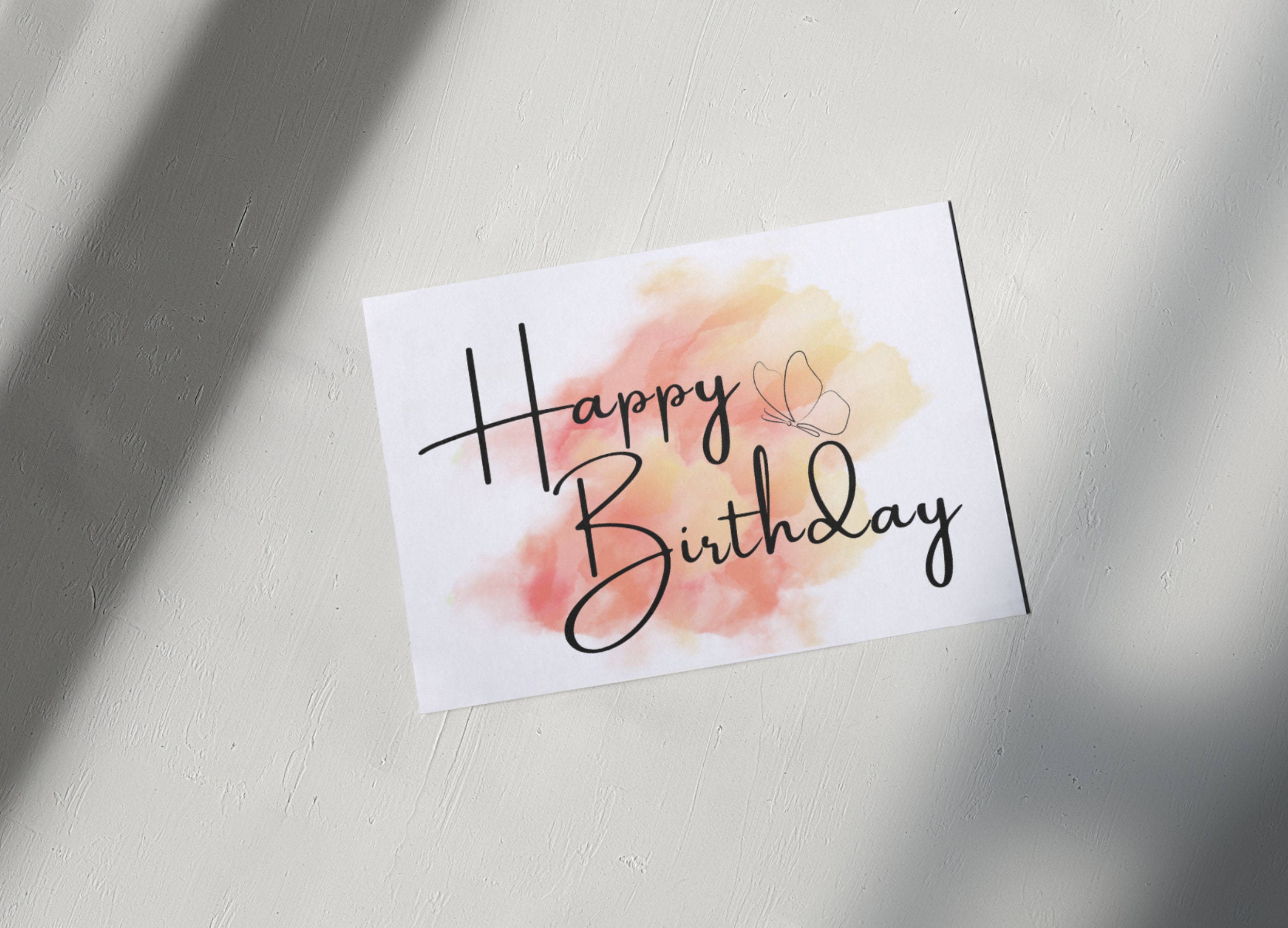 Printable Birthday Card Digital Download Happy Birthday HBD Orange - Etsy