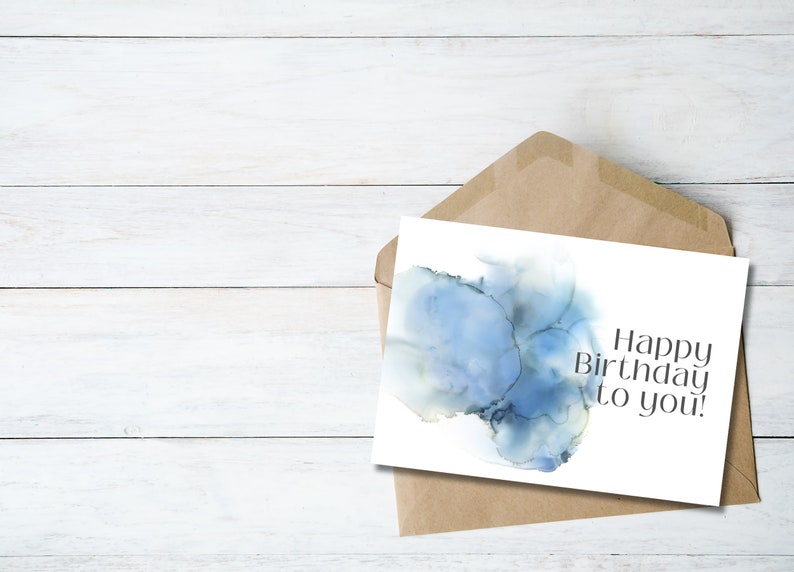 Printable Birthday Card Digital Download Happy Birthday HBD Blue - Etsy