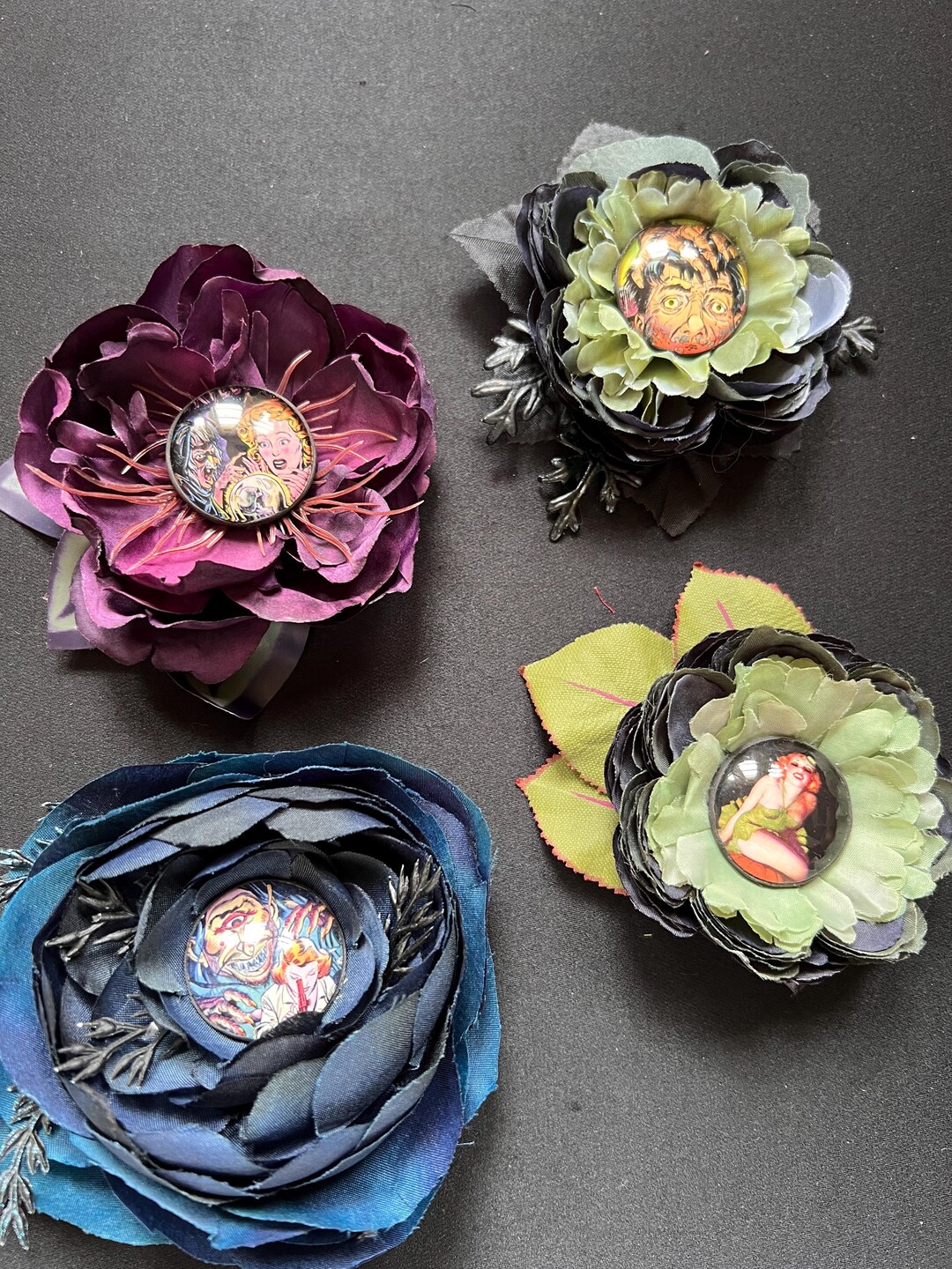 Horror Comic Halloween Pinup Faux Flower Hair Clip - Etsy