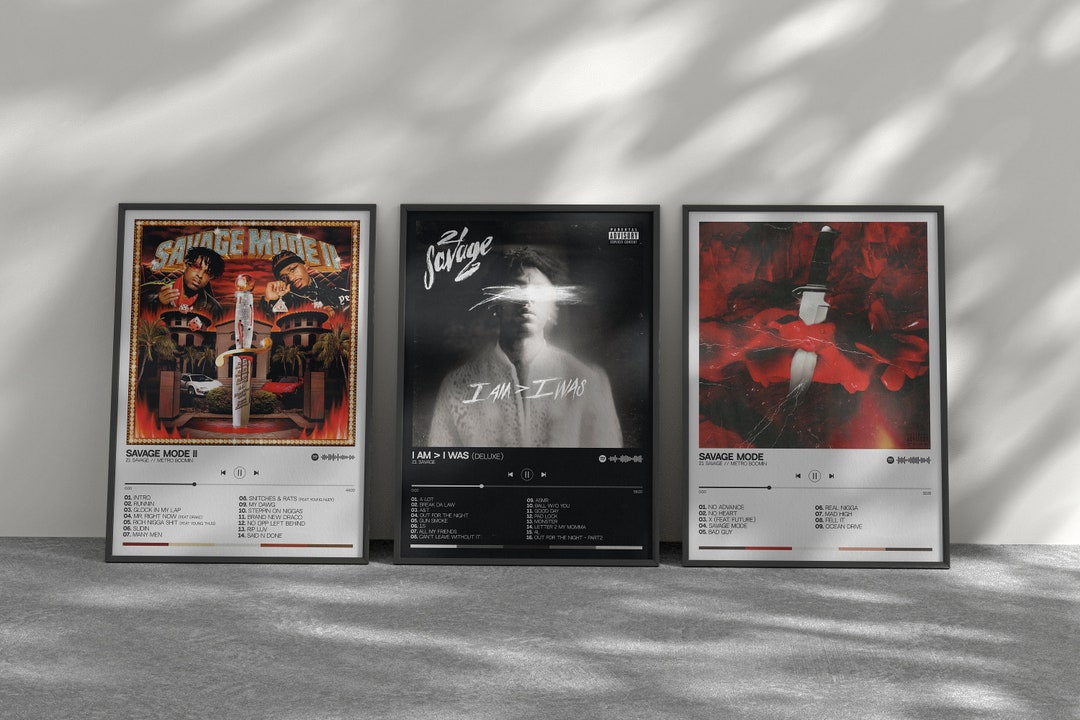 21 Savage Wall Art Set, Printable Wall Art, 21 Savage Minimal Home ...