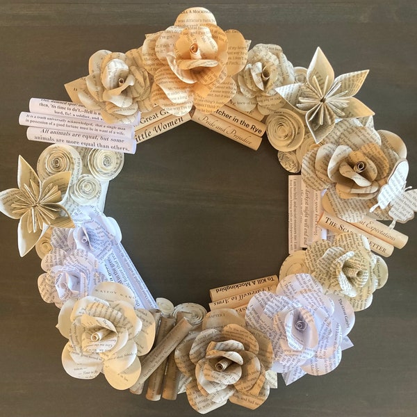 Book Page Wreath - Etsy