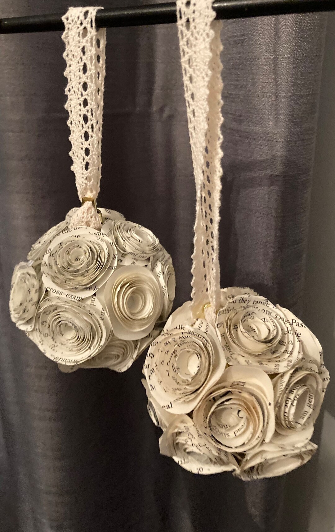 Book Page Rose Christmas Ornaments for Book Lovers - Etsy