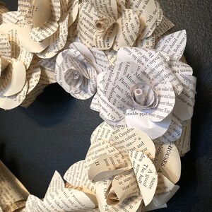 Heart Shaped Book Page Paper Rose Flower Wreath - Etsy