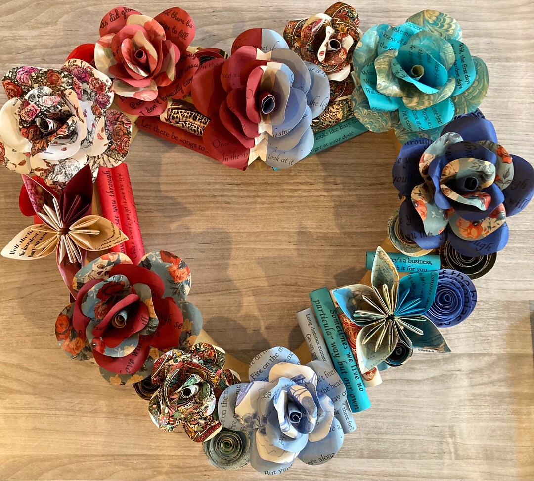 Grateful Dead Paper Rose Flowers Heart Wreath I Wall Art Decor Gift I ...
