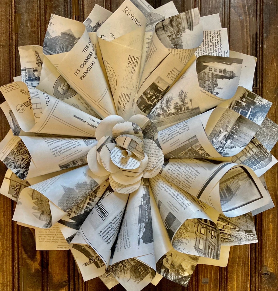 Richmond, Virginia (RVA) Book Page and Vintage Photos Wreath for Fans ...
