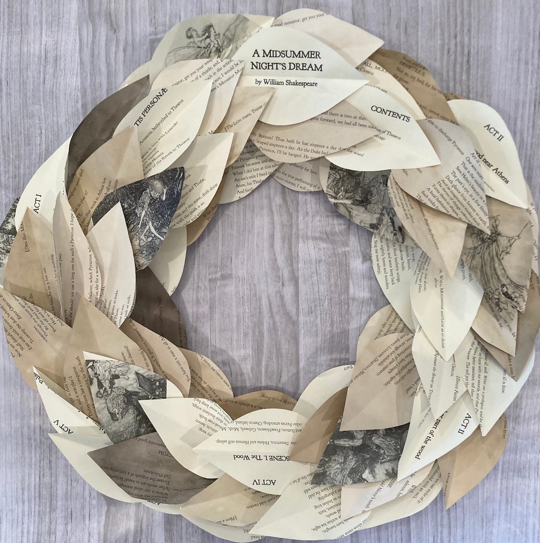 Shakespeare Plays Magnolia Book Page Wreaths, Choose Your Classic ...