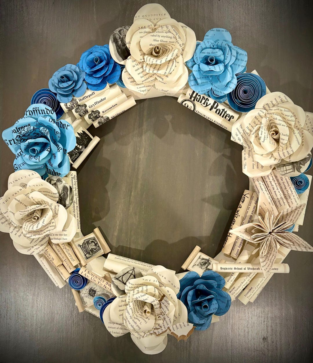 Wizard Book Page Wreath I Choose Your Color Pink, Red, Blue, Purple for ...