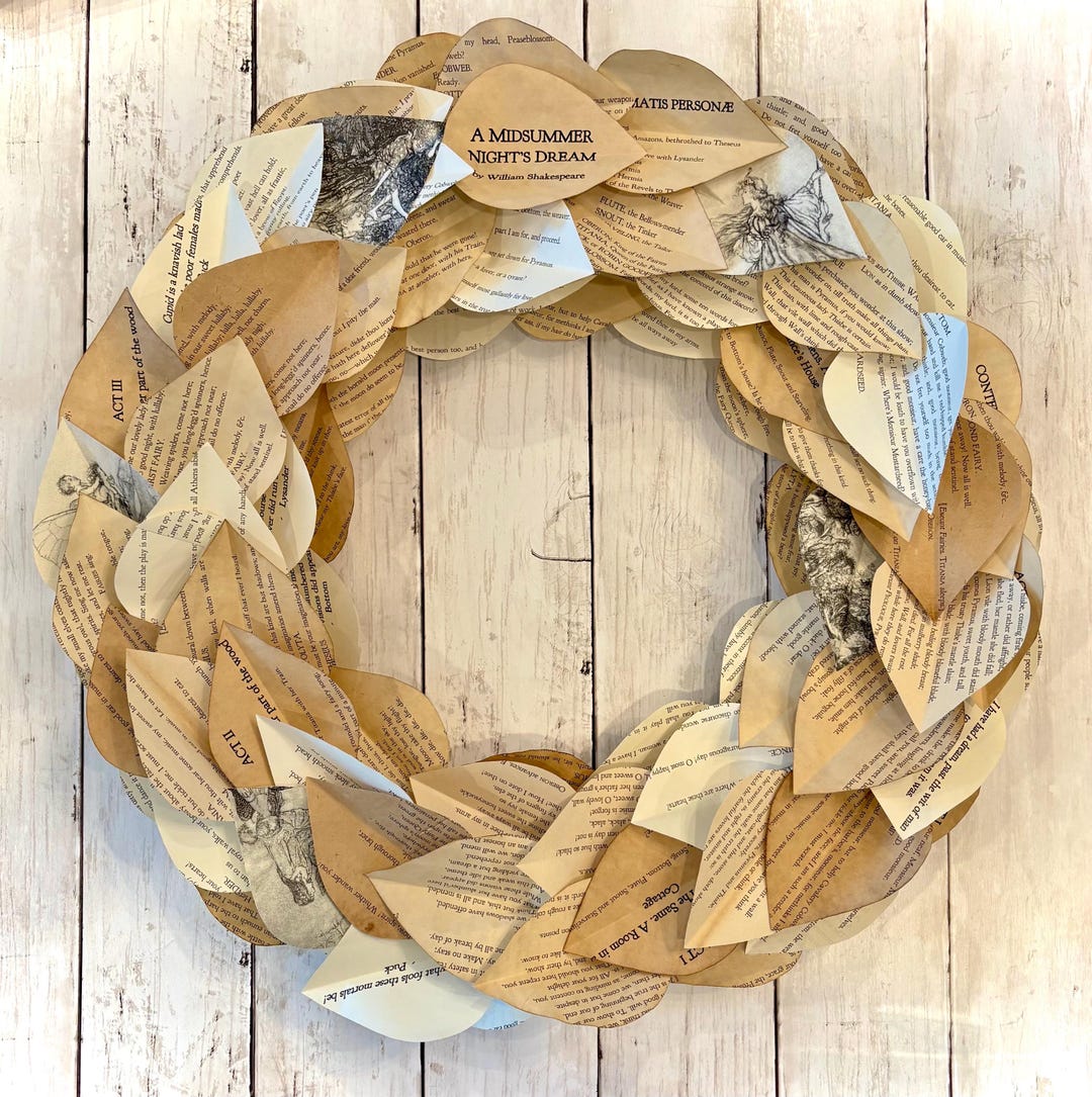 Shakespeare Plays Magnolia Book Page Wreaths, Choose Your Classic ...