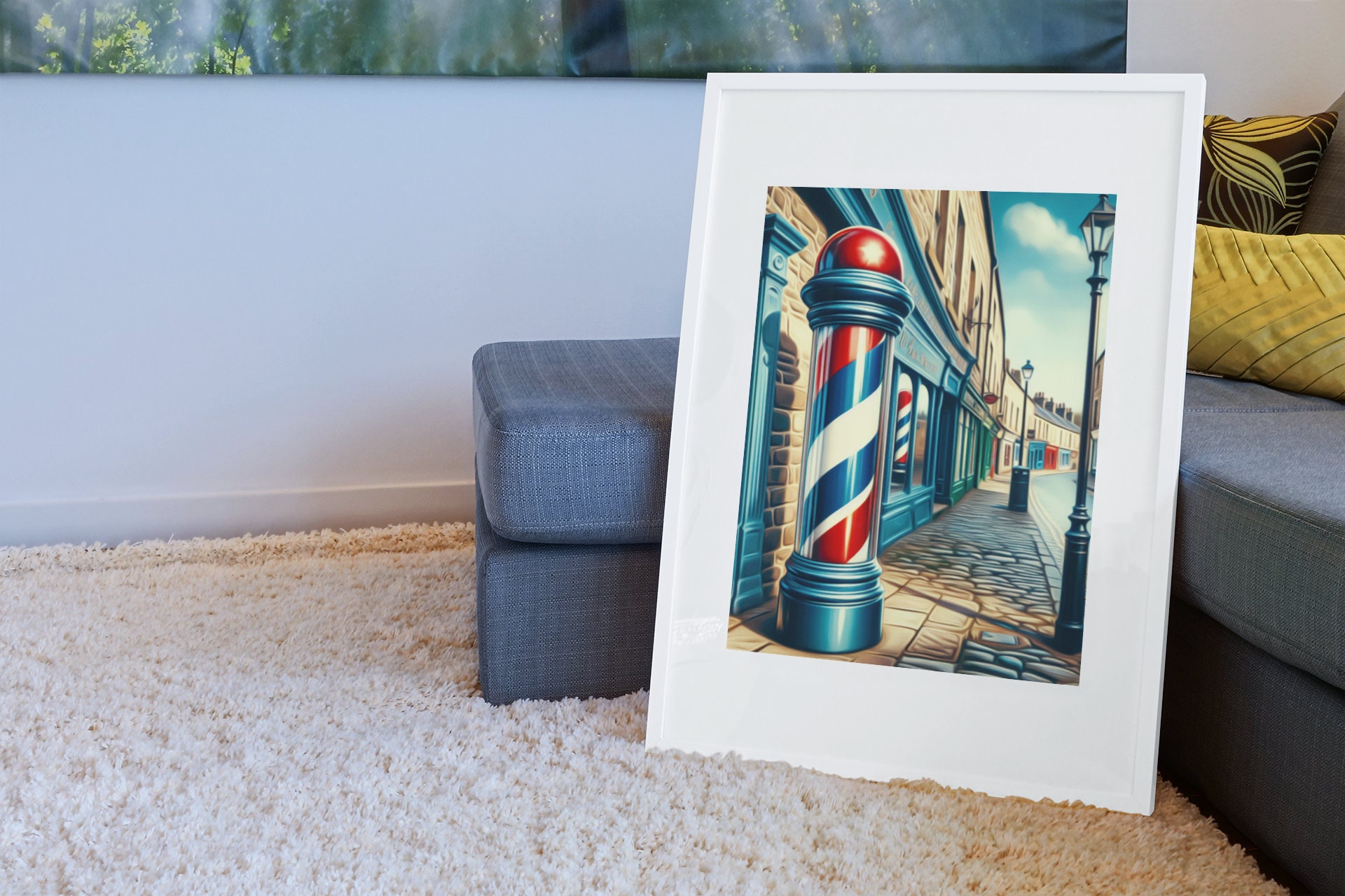 Colorful Barbershop Painting Retro Wall Art, Funky Decor Prints ...