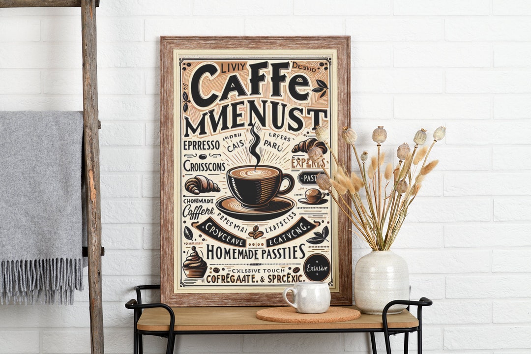 Café Menu Poster Wall Art Printable Décor for Coffee Lovers, Vintage ...